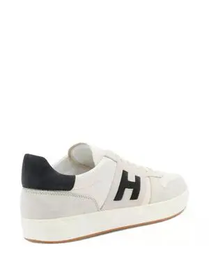 Hogan H-tv Lace-up Sneakers With Suede Paneling - Neutrals
