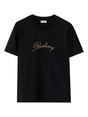 Burberry Cursive Logo Cotton T-shirt - Black