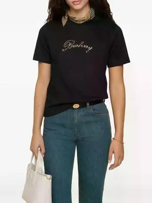 Burberry Cursive Logo Cotton T-shirt - Black