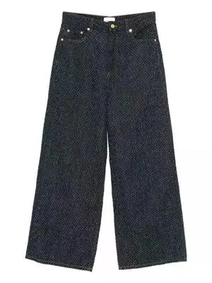 GANNI Textured Wide-leg Jeans