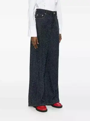 GANNI Textured Wide-leg Jeans