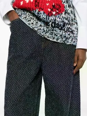 GANNI Textured Wide-leg Jeans