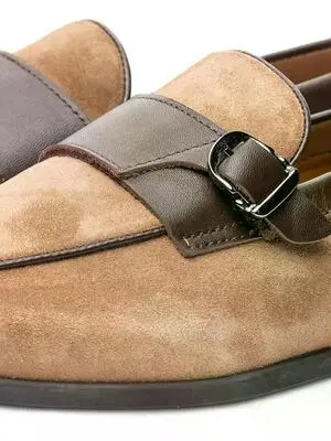POCHE PARIS Buckle Strap Loafers - Brown