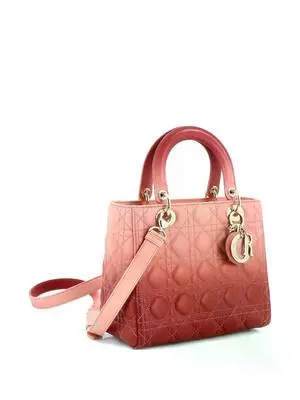 Dior Lady Bag Cannage Quilt Gradient Lambskin Medium Satchel - Pink
