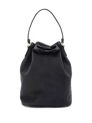 Prada Logo Drawstring Canvas Bucket Bag