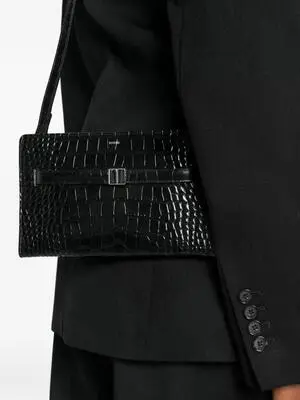 TOTEME Crocodile-embossed Cross Body Bag - Black