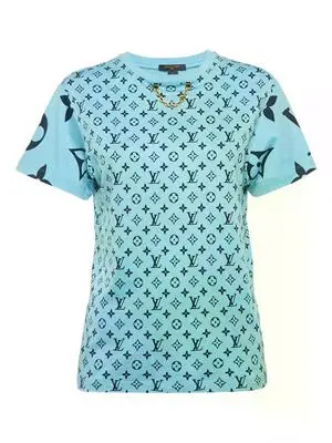 LOUIS VUITTON Monogram-print Crew-neck T-shirt - Blue