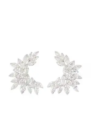 SELF-PORTRAIT Crystal Cuff Earrings - Silver
