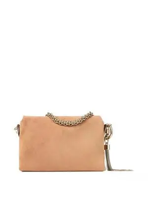 JIMMY CHOO Callie Suede Clutch Bag With Chain Strap - Neutrals