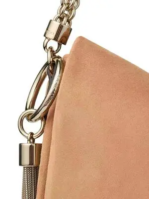 JIMMY CHOO Callie Suede Clutch Bag With Chain Strap - Neutrals