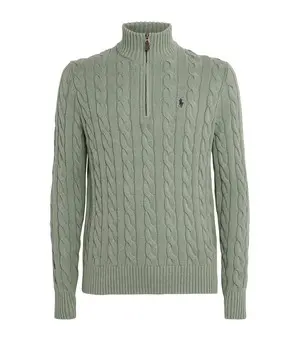 Polo Ralph Lauren Cotton Cable-knit Half-zip Sweater