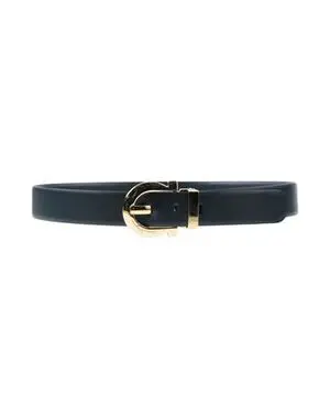 FERRAGAMO Calfskin Belt With Logo Appliqu - Blue