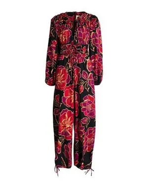 Farm Rio Floral-print Cotton Poplin Jumpsuit - Purple