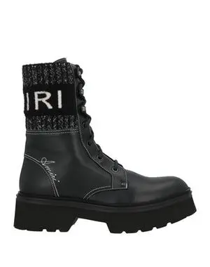 Amiri Two-tone Leather And Textile Combat Boots