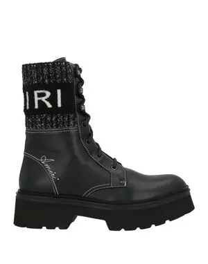 Amiri Two-tone Leather And Textile Combat Boots