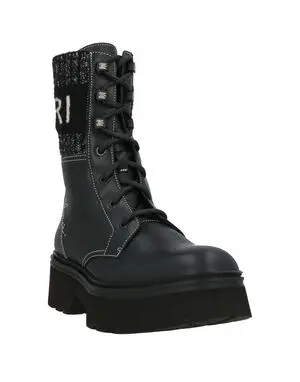 Amiri Two-tone Leather And Textile Combat Boots