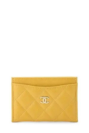 Chanel Quilted Caviar Card Holder - Yellow