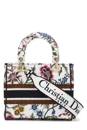 Dior Lady D-lite Embroidered Bag - White