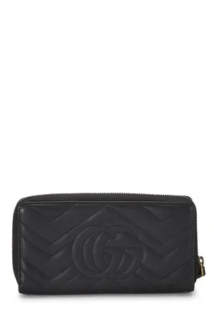 Gucci Matelassé Gg Marmont Zip Wallet - Black