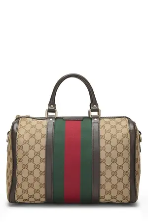 Gucci Gucci Original GG Vintage Web Boston Bag Medium Brown
