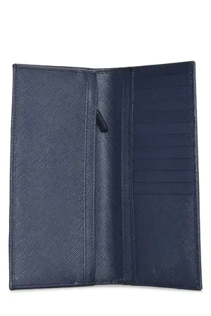 Prada Saffiano Long Wallet - Navy