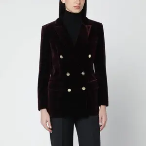 VITOVI Bordeaux Velvet Double-breasted Jacket