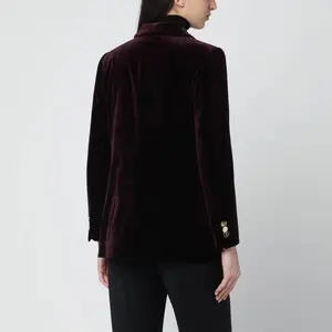 VITOVI Bordeaux Velvet Double-breasted Jacket