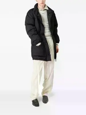 Miu Miu Technical Pongé Down Long Jacket - Black