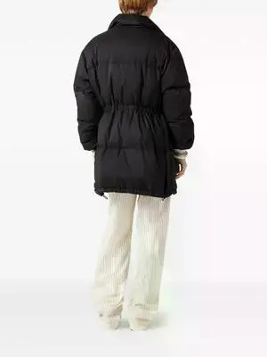 Miu Miu Technical Pongé Down Long Jacket - Black