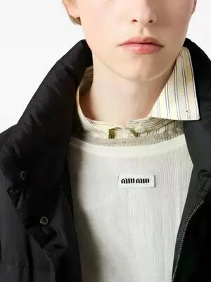 Miu Miu Technical Pongé Down Long Jacket - Black
