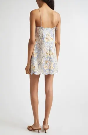 Zimmermann Daylight Scalloped Linen Minidress - Damask Denim