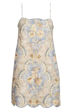 Zimmermann Daylight Scalloped Linen Minidress - Damask Denim