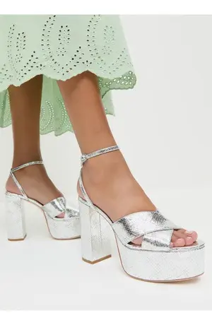 LOEFFLER RANDALL Loretta Platform Sandal - Silver