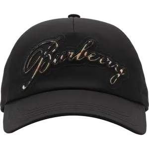 Burberry Script Gabardine Adjustable Baseball Cap - Black