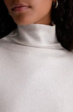 Ag Metallic Ribbed Turtleneck Sweater