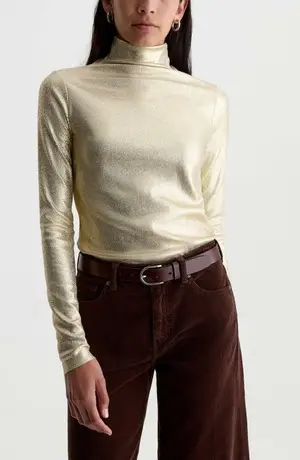 Ag Chels Metallic Rib Turtleneck Sweater