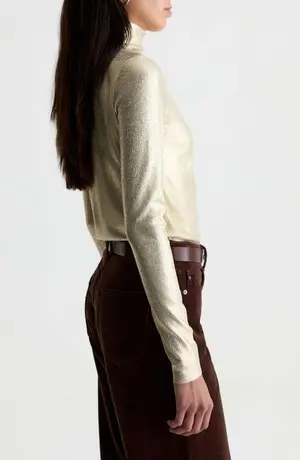Ag Chels Metallic Rib Turtleneck Sweater