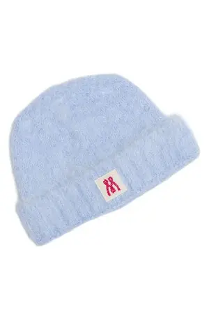 MOTHER Logo Patch Beanie - Light Blue Fuzz Off