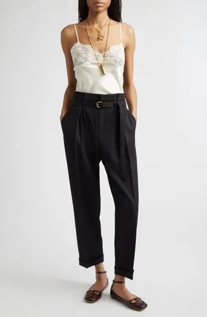 Chloé Belted Grain De Poudre Wool Pants
