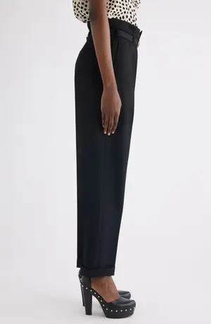 Chloé Belted Grain De Poudre Wool Pants