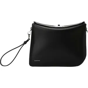 LANVIN Compagnon Asymmetrical Leather Clutch Bag - Black