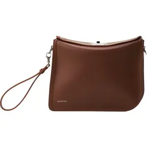 LANVIN Compagnon Asymmetrical Leather Clutch Bag - Chestnuts
