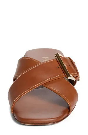 Prada Square-toe Italian-leather Sandal - Cuoio