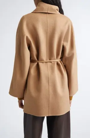 Max Mara Abilita Fringed Belted Hair Cape Jacket - Camel