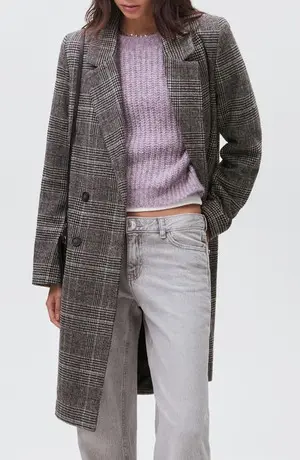 Mango Longline Tweed Coat