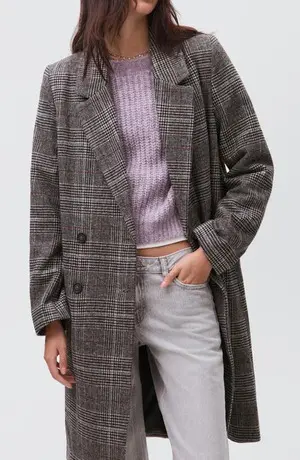 Mango Longline Tweed Coat