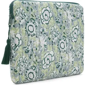 Mango Print Quilted Cotton Laptop Case - Pastel Green