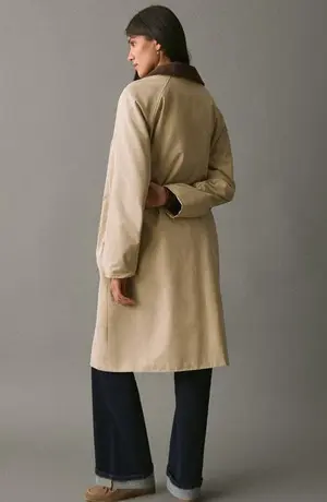 Mango Corduroy Collar Trench Coat