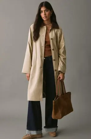 Mango Corduroy Collar Trench Coat