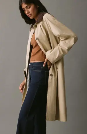 Mango Corduroy Collar Trench Coat